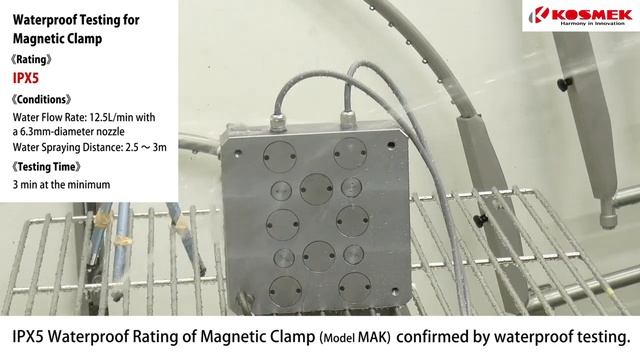 Испытание магнитных плит на защиту от водяных брызг под давлением IPX5【KOSMEK】.MP4
