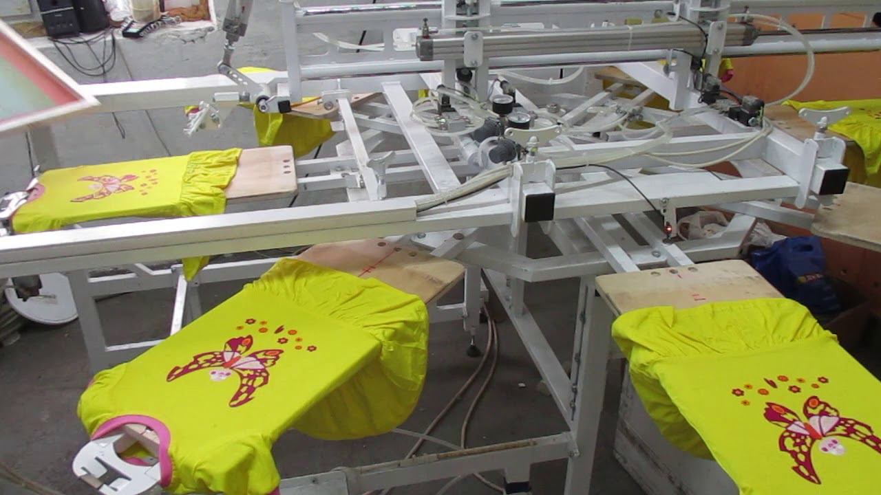 Шелкография на детской одежде. Карусель полуавтомат.