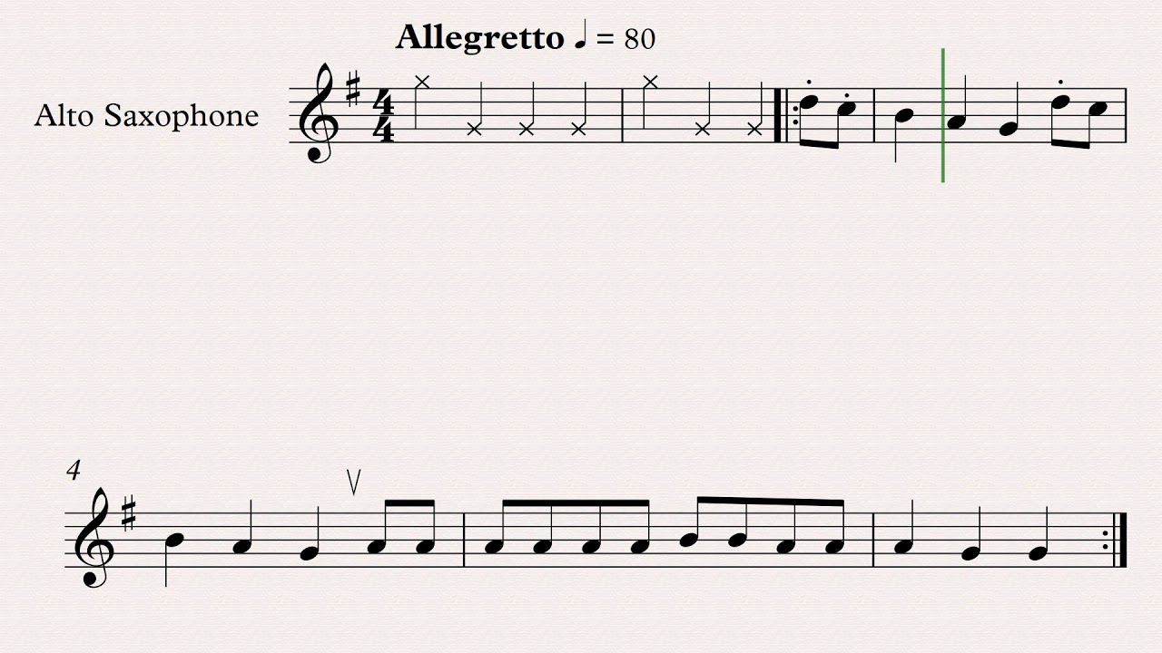"Я на горку шла" русская народная песня - видеоминусовка для саксофона-альта. Темп 80