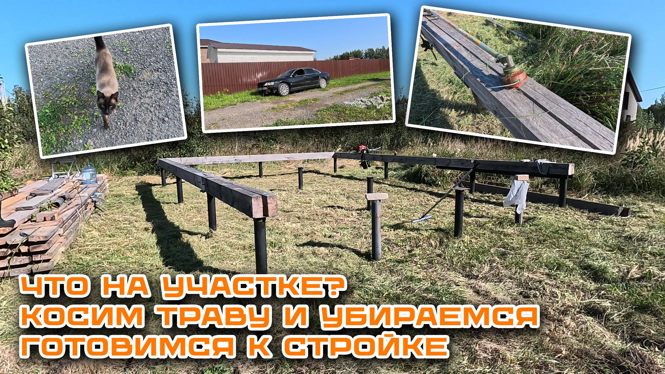 Показываю мой участок. Едем косить траву, пробуем модную леску. Расскажу, что скоро буду строить.