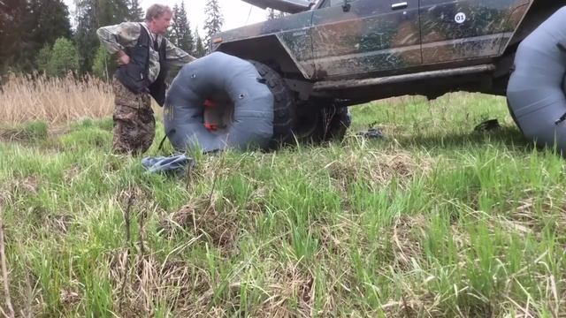 Понтоны на колёса вездехода Самурай / MOTUX