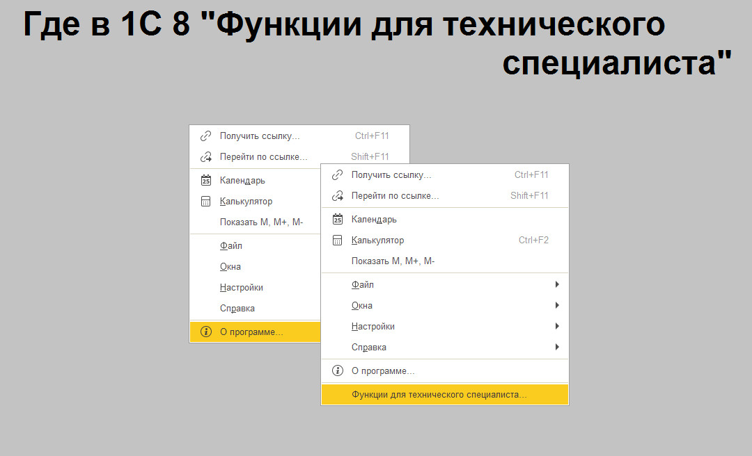Как в 1С 8 сделать доступной команду "Функции для технического специалиста"