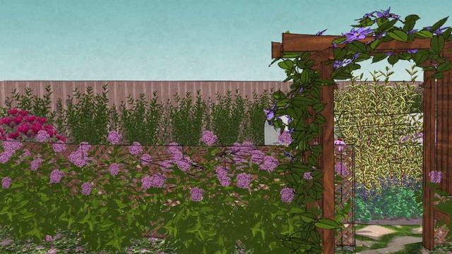 Дизайн участка 15 соток в английском стиле. Визуализация в программе SketchUP