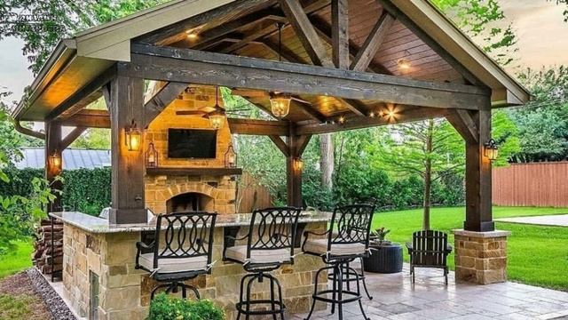беседка с мангалом барбекю в стиле лофт #4