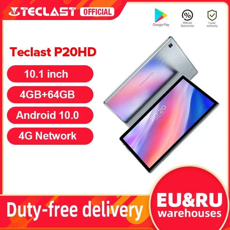 Планшет, Teclast P20HD, 10 дюймов, ОЗУ 4 Гб, ПЗУ 64 Гб, Android 10.