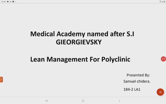 11. Lean management for polyclinic. Samuel Chidera