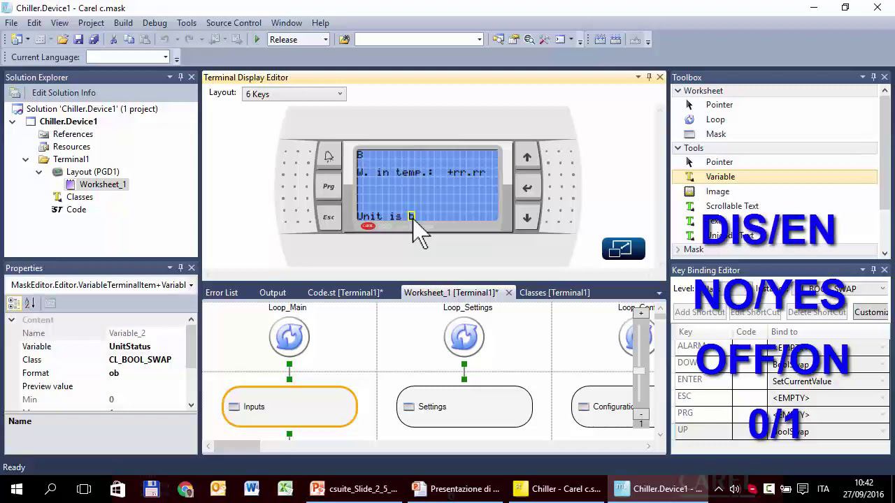 Carel. C.SUITE. 15-c.mask: Managing Unit Status (On/Off)