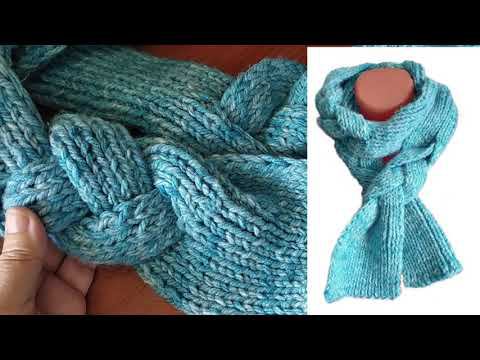 Оригинальный шарф-коса. Как связать? #шарфспицами #вязаниеспицами