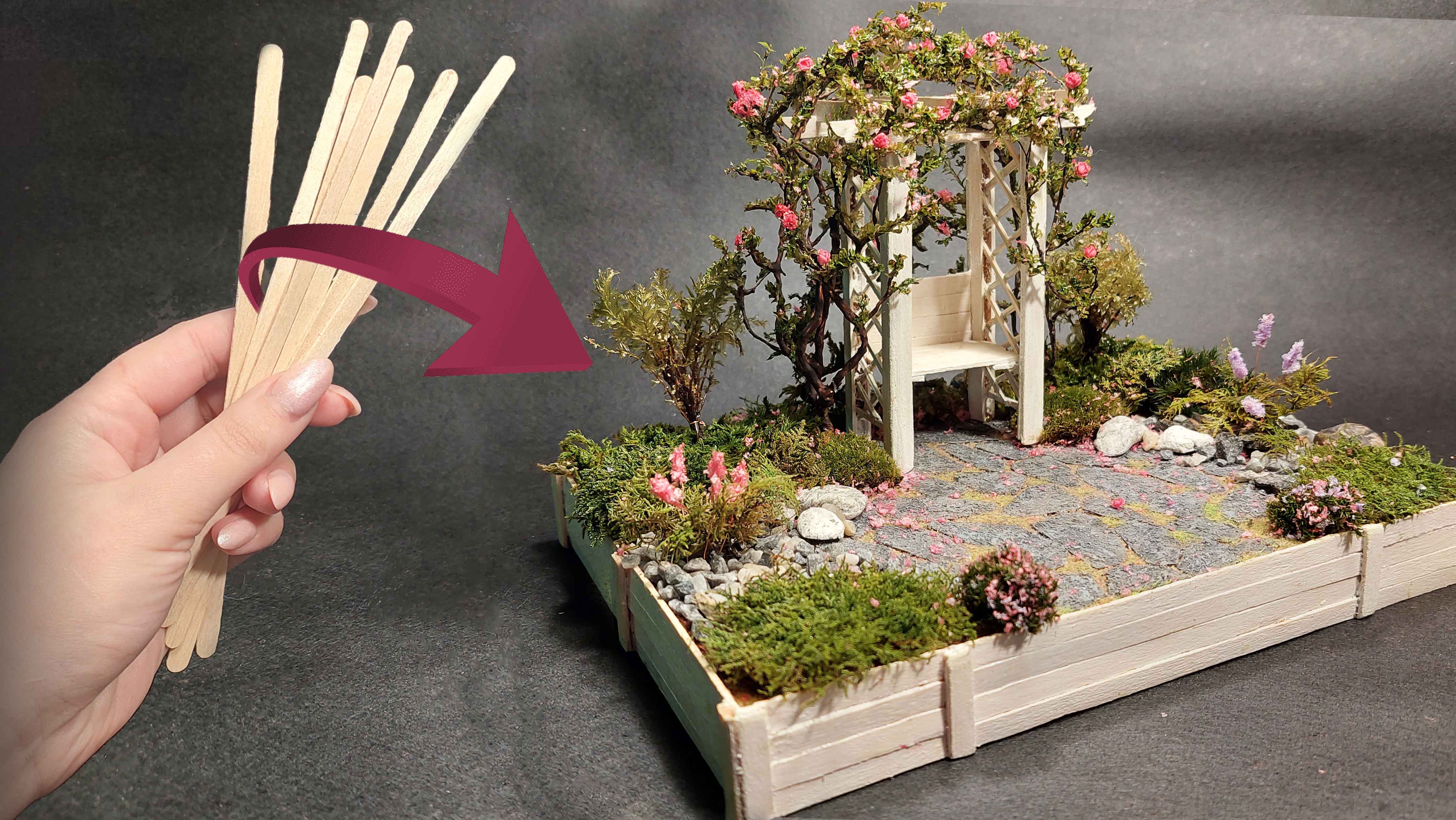 Делаем миниатюру садовой арки из деревянных палочек для кофе
