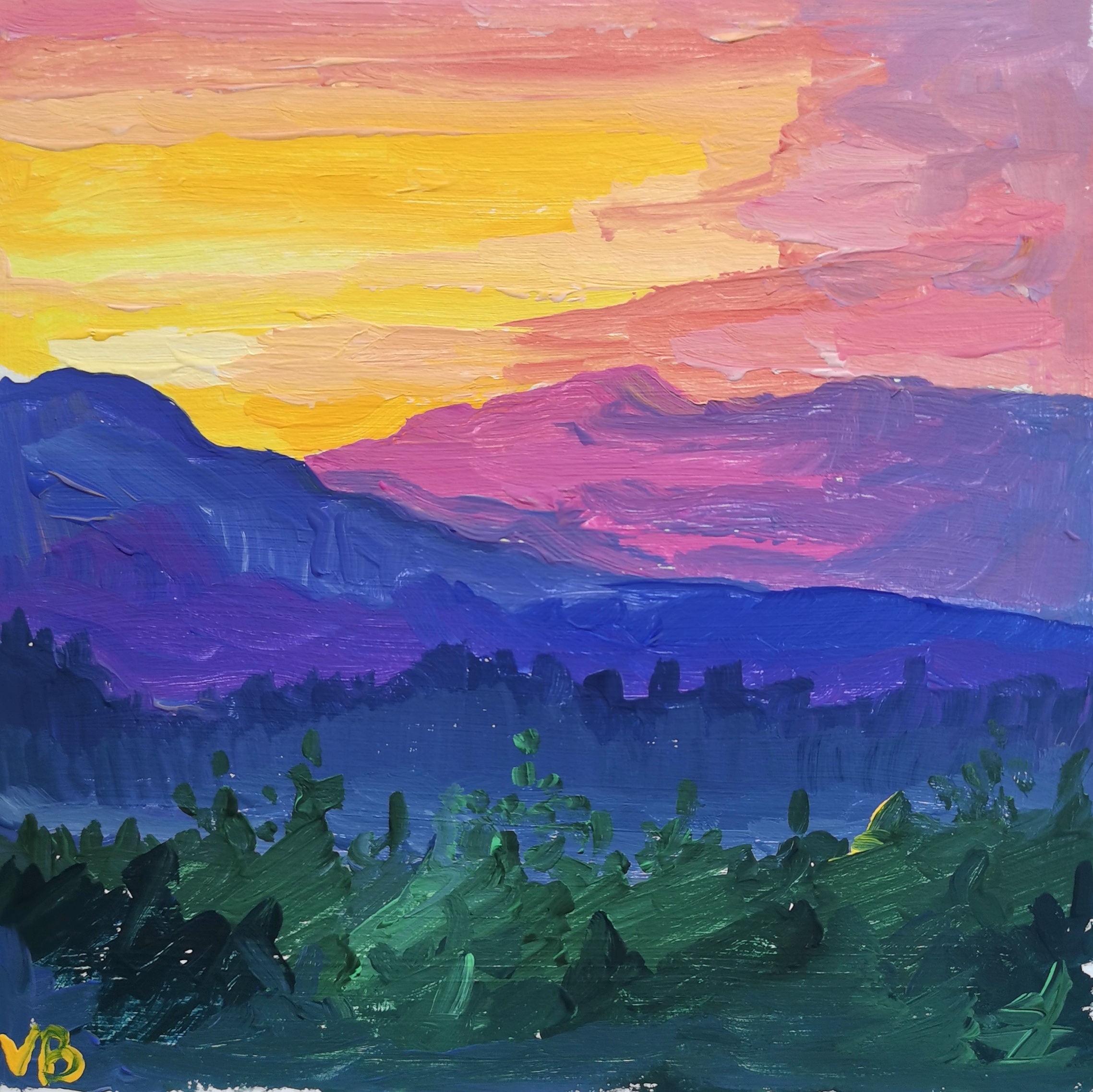 Пейзаж акрилом - это просто || Учимся Рисовать