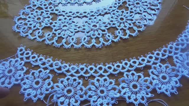 Фриволите иглой. Воротник 2. Часть 3 ( боковая сторона)