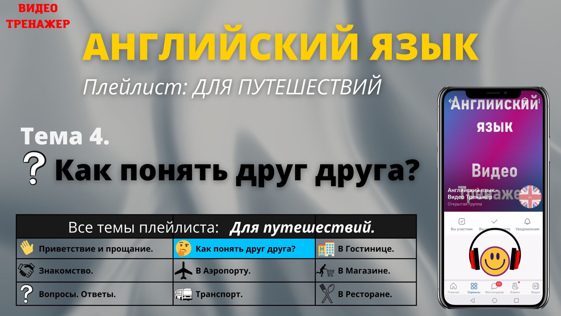 Видео 4. Как понять друг друга. Видео тренажер английского языка.