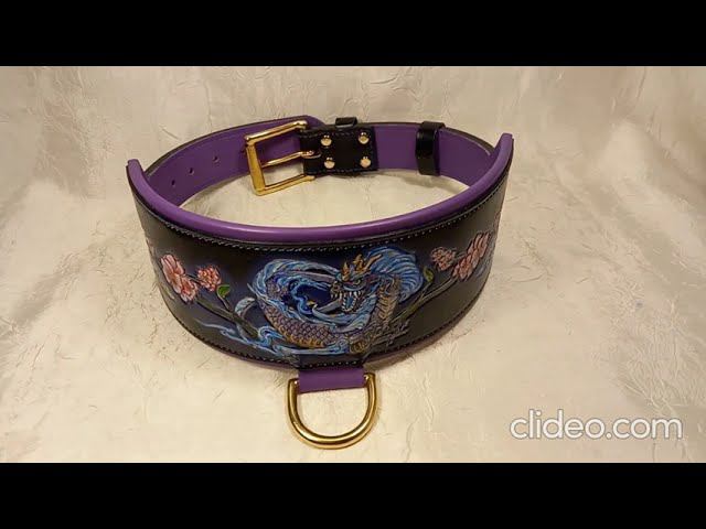 Ошейник для чемпиона  - Кане Корсо. Изделия из кожи. СКСтиль. Видео обзор ошейника: Дракон и сакура.