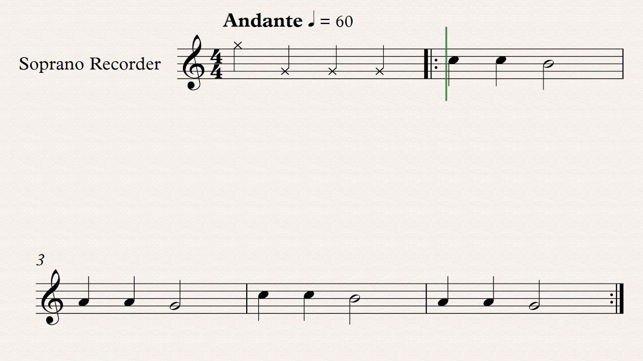 Русская народная песня "Василёк" видео-минусовка и ноты для блокфлейты, темп 60