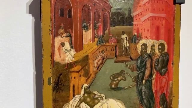 Икона «Исцеление расслабленного». Выставка «Святые врачи» в Музее имени Андрея Рублева