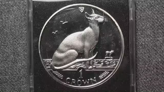 1 крона Острова Мэн 1992 года. Сиамская Кошка.