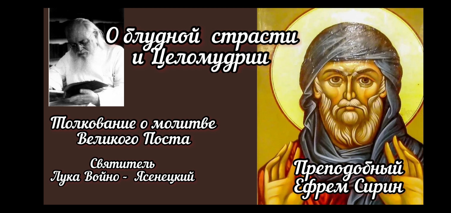 О блудной страсти и Целомудрии. Святитель Лука Войно-Ясенецкий. Толкование на молитву Ефрема Сирина.