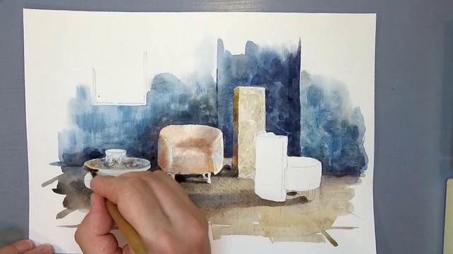 Скетч акварелью от руки от Ивана Стенина, преподавателя ДЕТАЛИ Арт