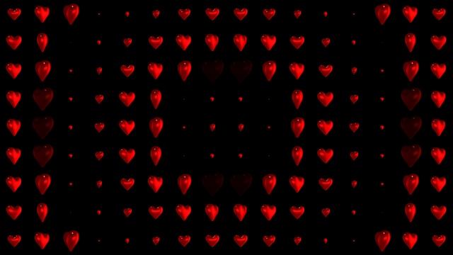 Волна из сердечек. Анимация. Музыкальный  фон под песню, клип, кавер. Футаж в 4K.