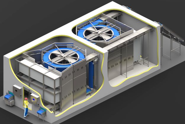 Спиральные фризеры для заморозки рыбных полуфабрикатов