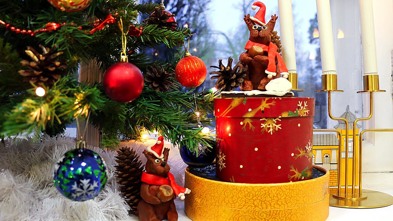 Новогодний мастер-класс Белочка из пластилина