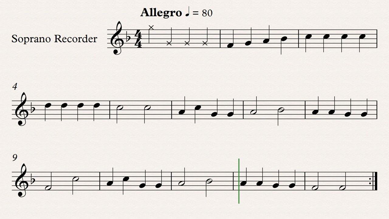 Лисичка  - украинская народная песня Видео-минусовка и ноты для блокфлейты темп 80