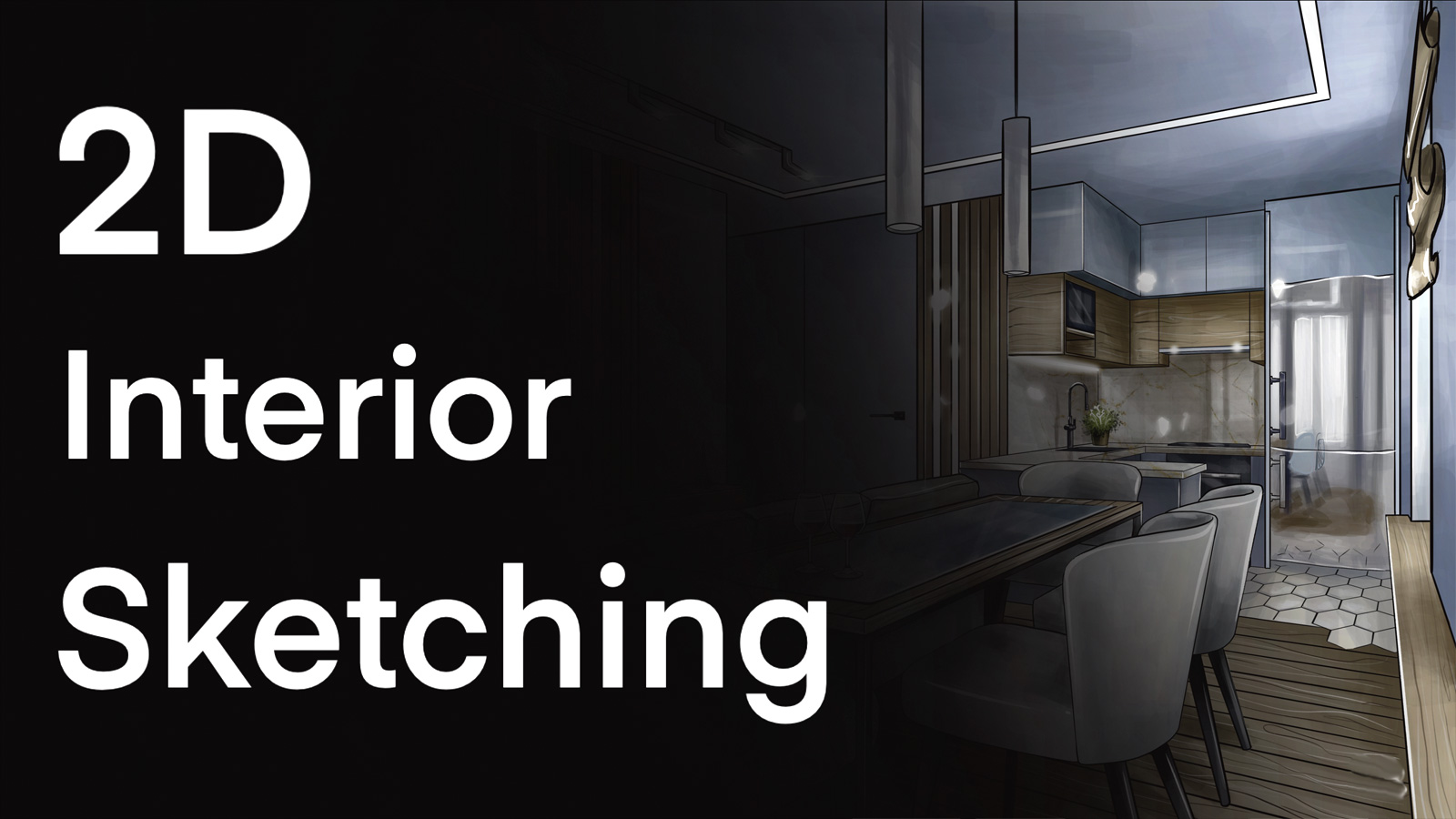 Курсы скетчинга для начинающих / Урок 3 / 2D Interior sketching / Прокриэйт / Procreate / Обучение