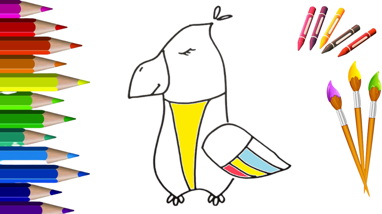 Как нарисовать Попугая. Обучающее видео для Детей