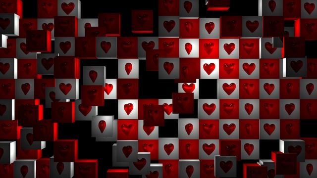 Рокировка ячеек с сердечками. Общество, бизнес, обмен. Любовь и здоровое питание. 4K мозаика.