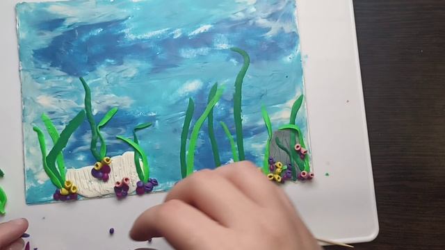 Пластилиновая картина. Аквариум.
