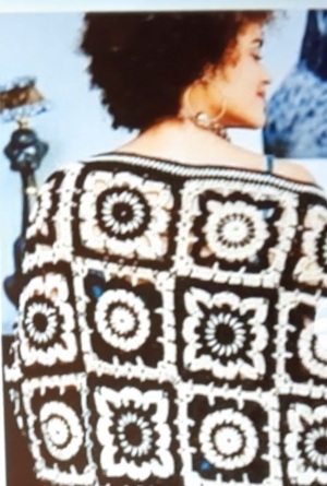 Квадратный мотив крючком для палантина.