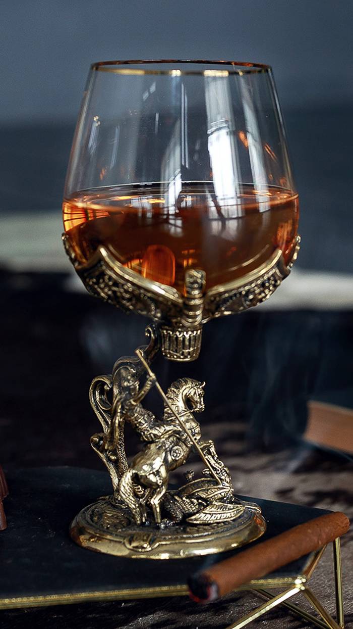 Бокал для коньяка "Георгий Победоносец" - ручная работа
