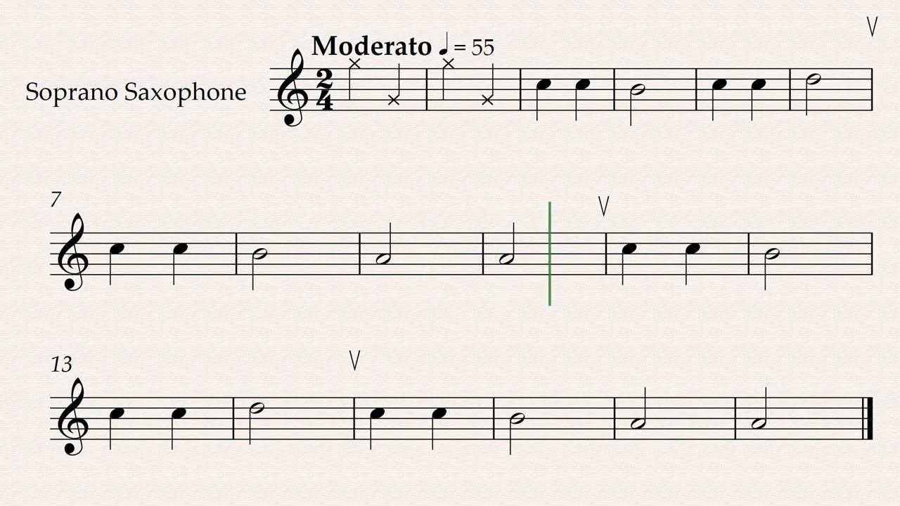 русская народная песня "Не летай соловей"  видео-минусовка и ноты для саксофона-альта, темп 55