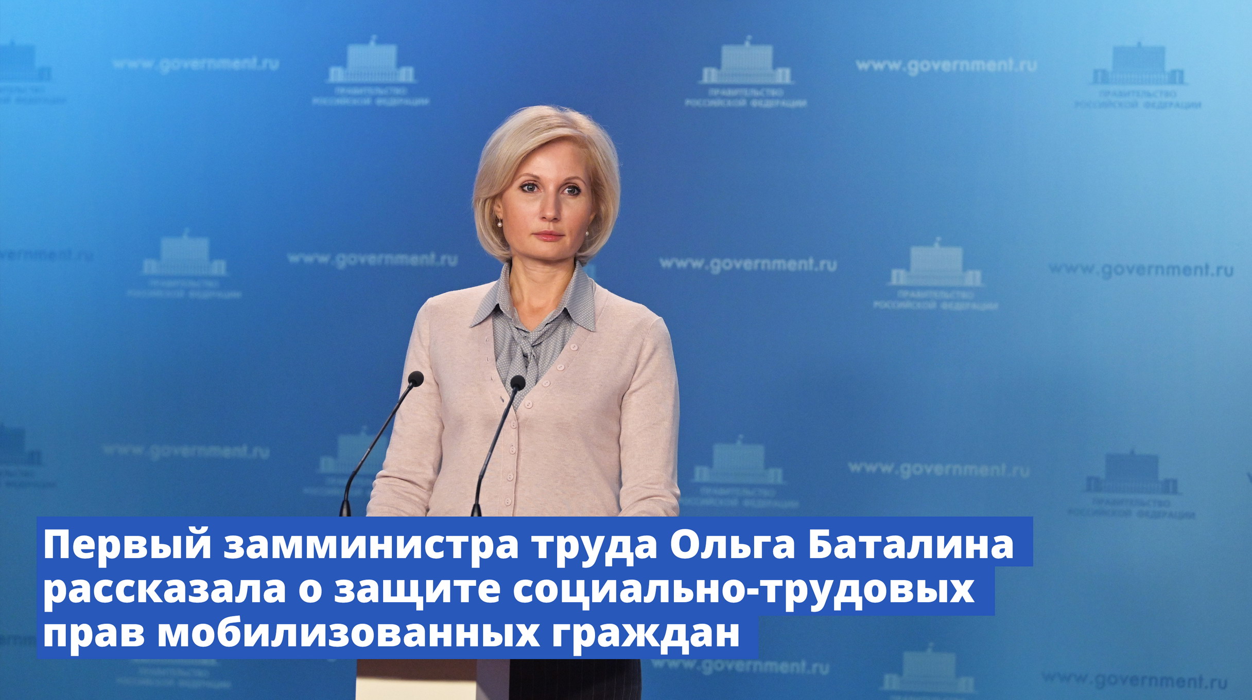 Брифинг первого замминистра труда Ольги Баталиной