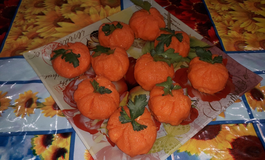 Салат в виде Мандаринки