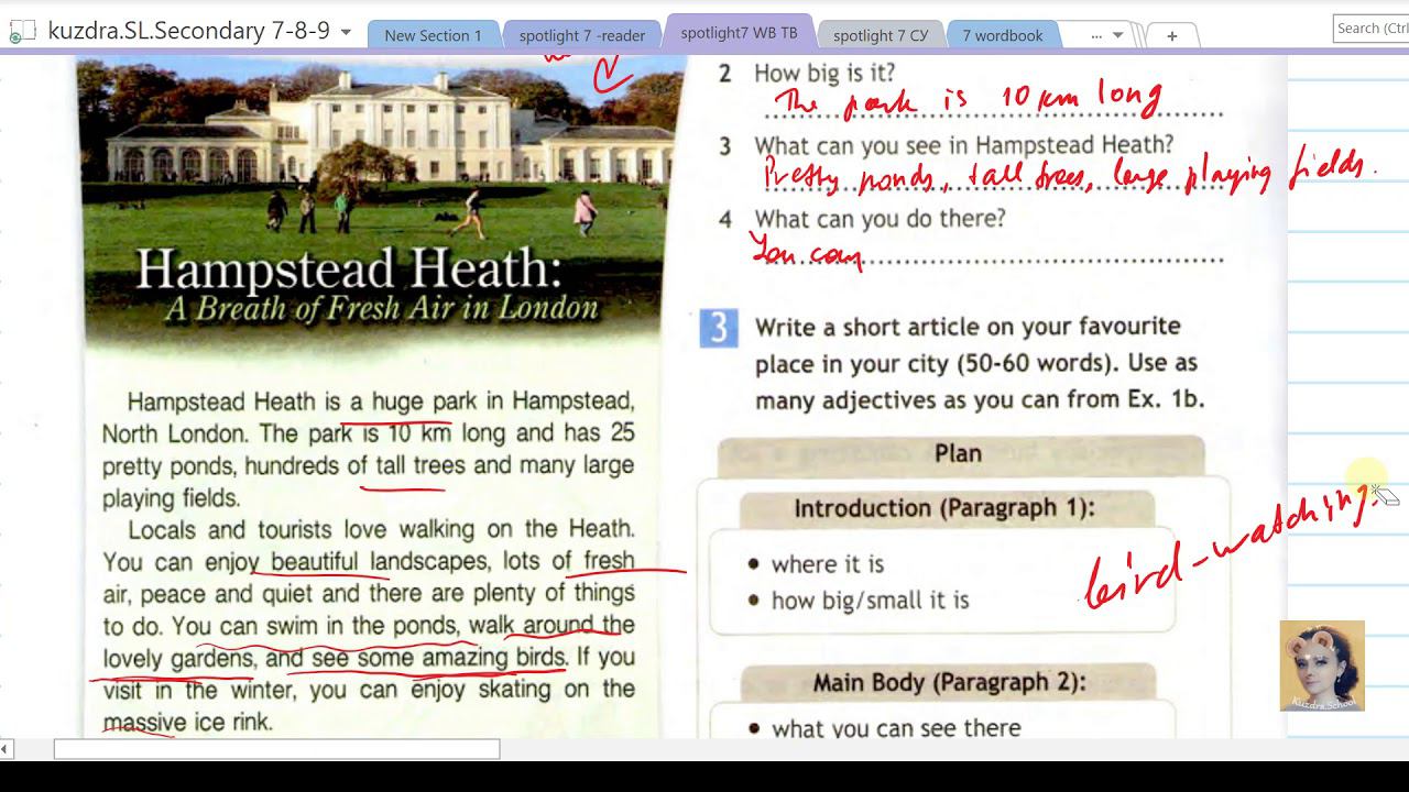 11. Spotlight 7. Unit 1. Workbook Writing