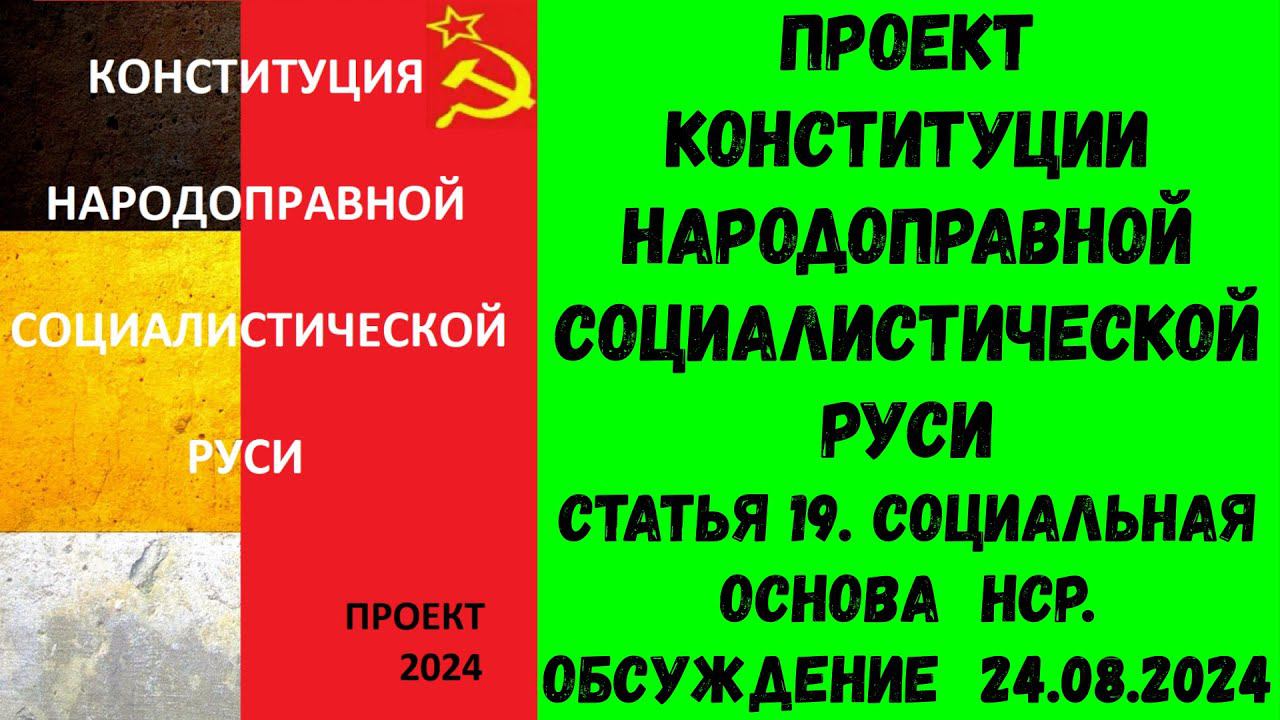 Социальная основа НСР. ст. 19 Конституции Народоправного социализма. Обсуждение в ТГ 24.08.2024
