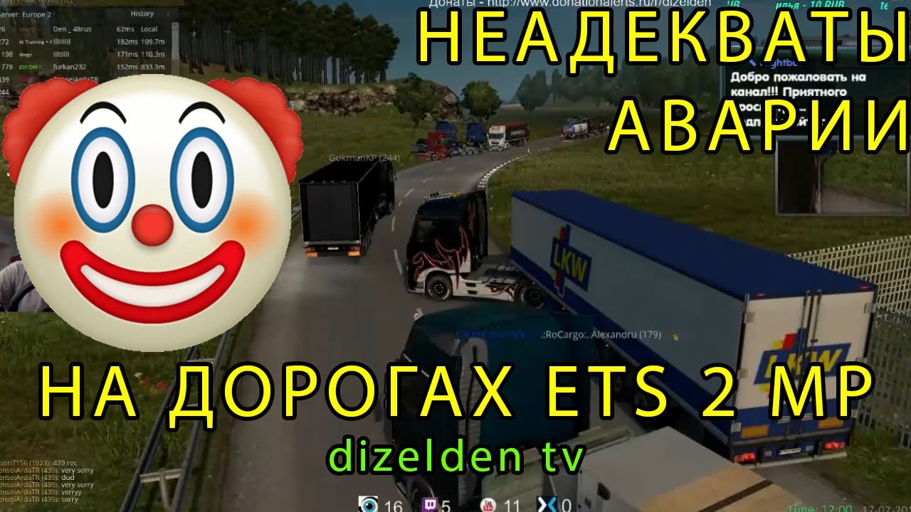 Аварии, Неадекваты и Идиоты на дорогах Euro Truck Simulator 2 multiplayer - подборка Февраль 2018