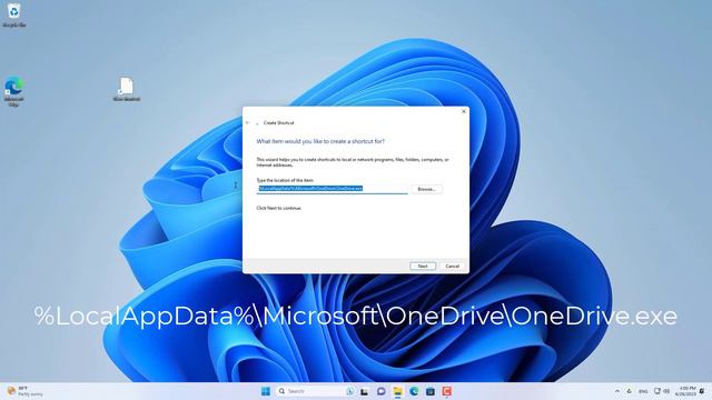 Создать ярлык OneDrive на рабочем столе