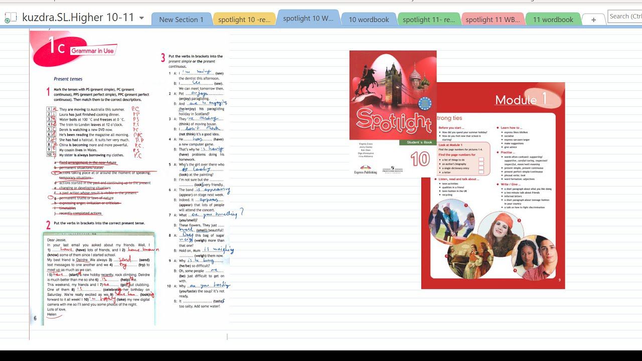 10. Spotlight 10. Module 1. Unit 1c. Grammar in Use. Workbook