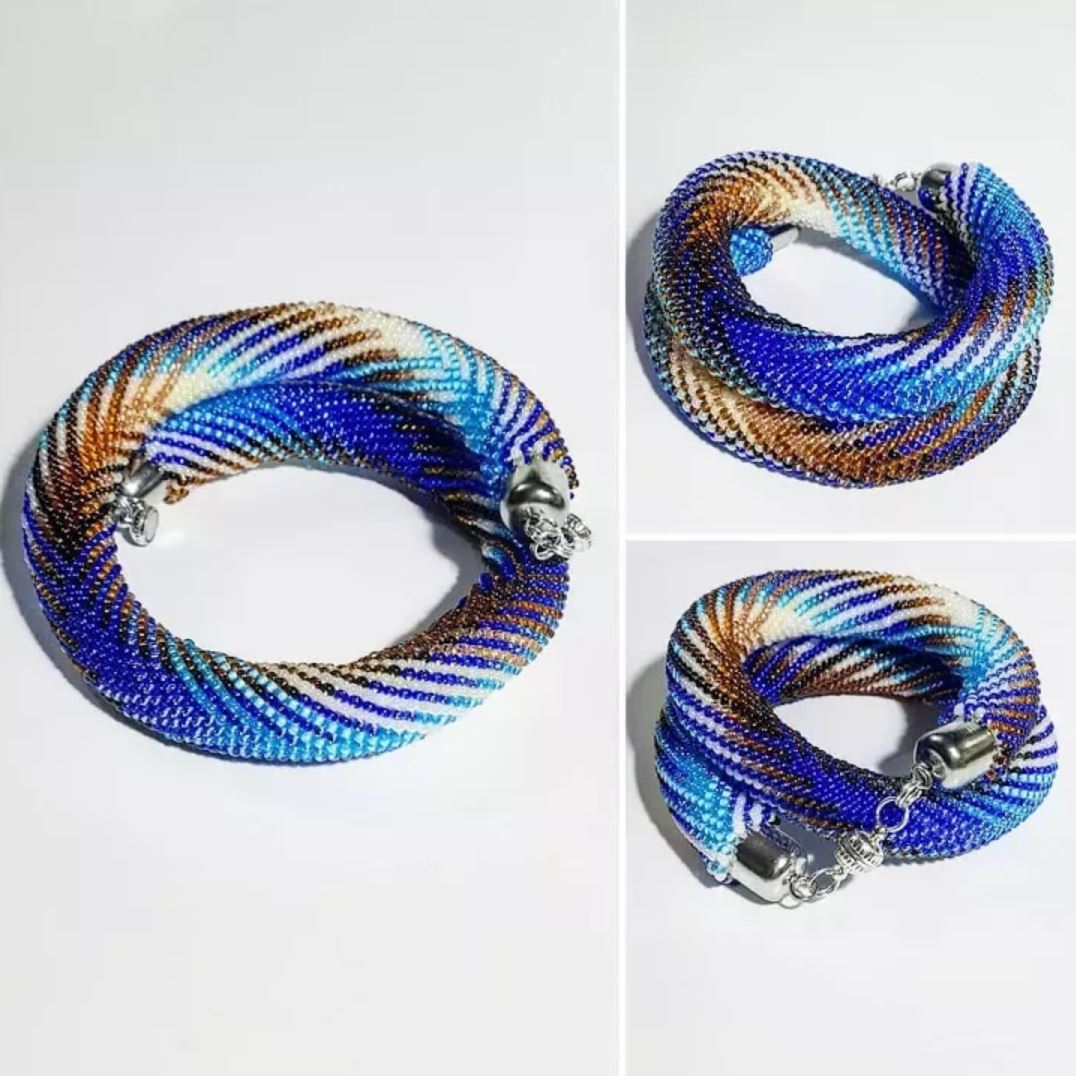 Двойной браслет  Чокер. Толстый жгут из бисера. МАСТЕР КЛАСС. TUTORIAL. DIY