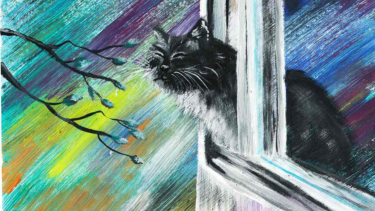 Как нарисовать мартовского кота. Как нарисовать кота. Рисуем весну гуашью. Запах весны гуашью.