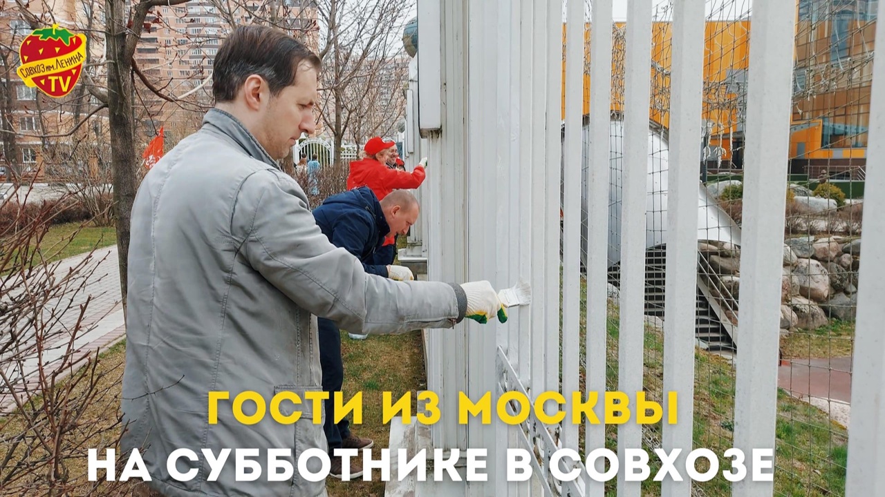 Гости из Москвы на субботнике в совхозе им. Ленина