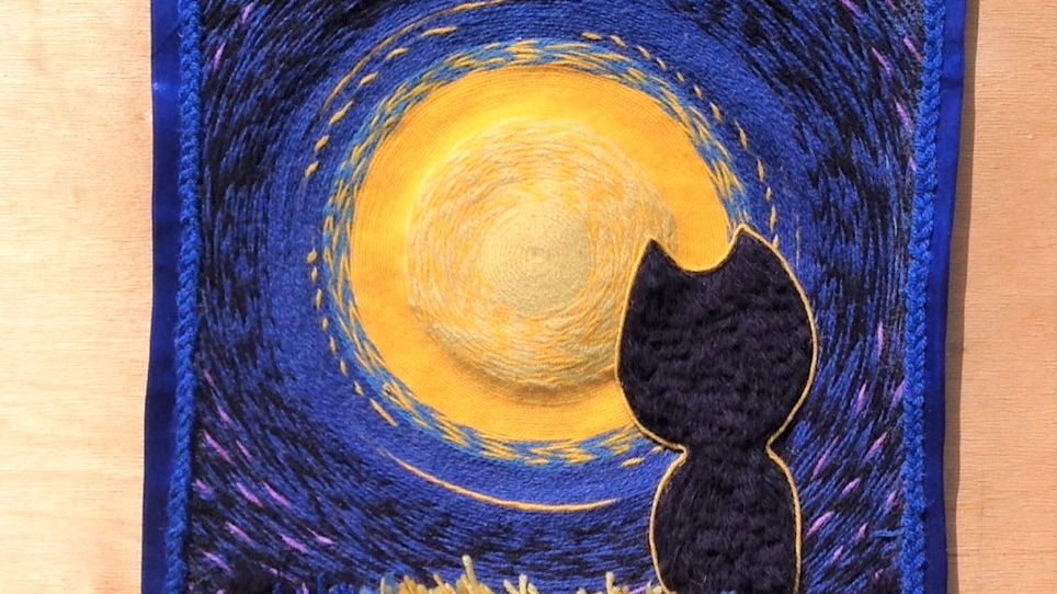 Ленивый гобелен, котёнок и луна, 7 мастер-класс