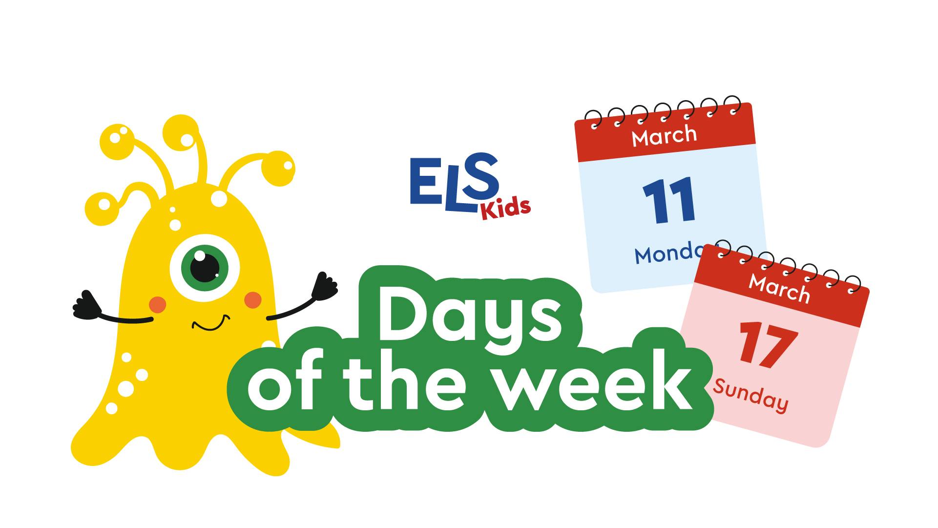 The days of the week cartoon//Monster video esl//Action Verbs for kids