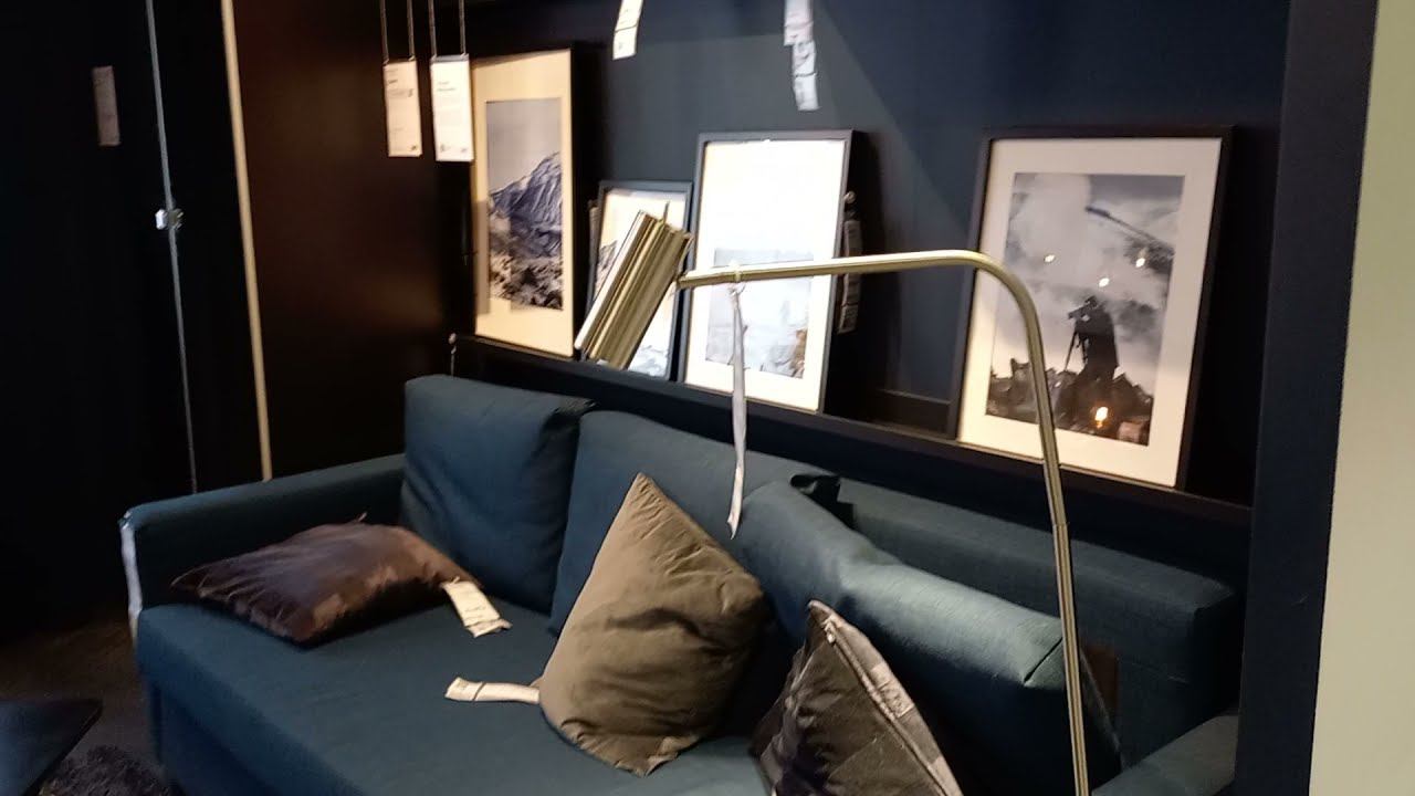 ИКЕА ,интерьеры, комната в темно синих тонах.