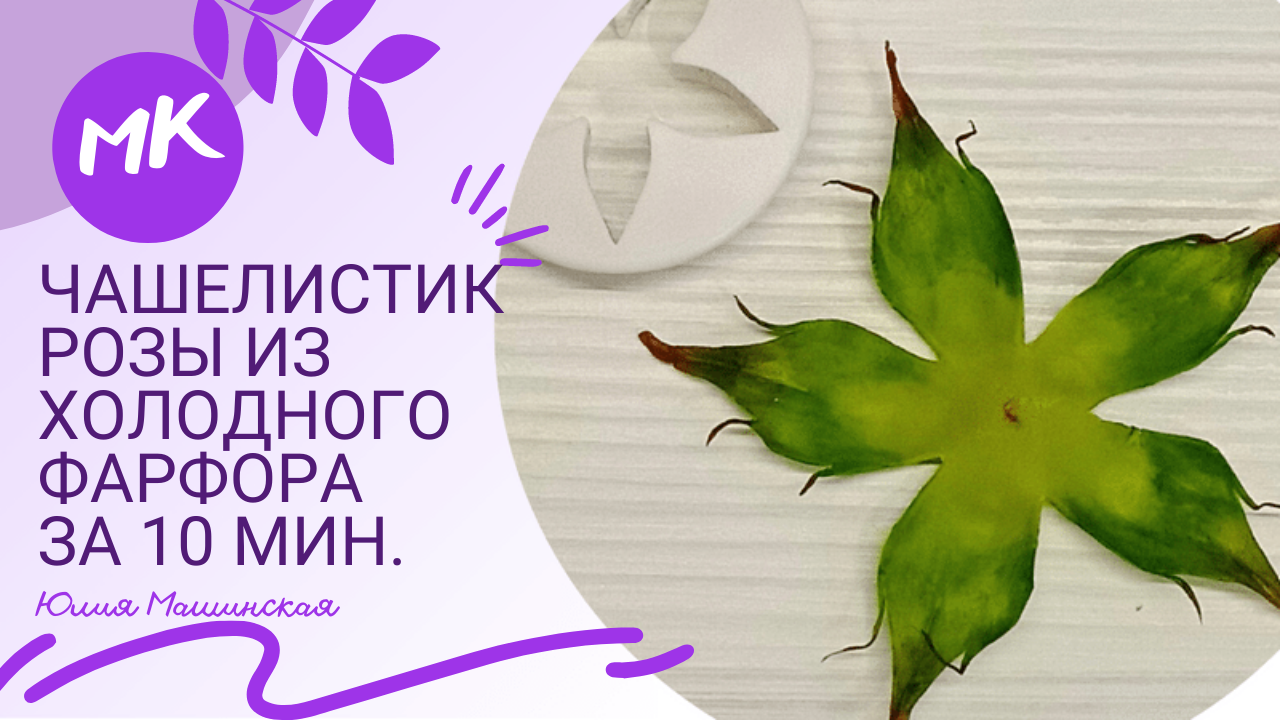 Мк Чашелистик розы из холодного фарфора за 10 минут