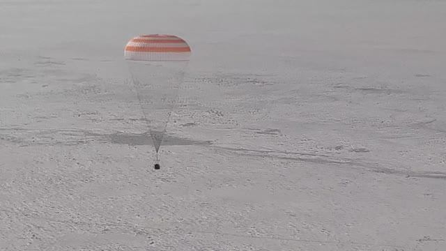 Возвращение экипажа корабля «Союз МС-13» 6 февраля 2020 г.