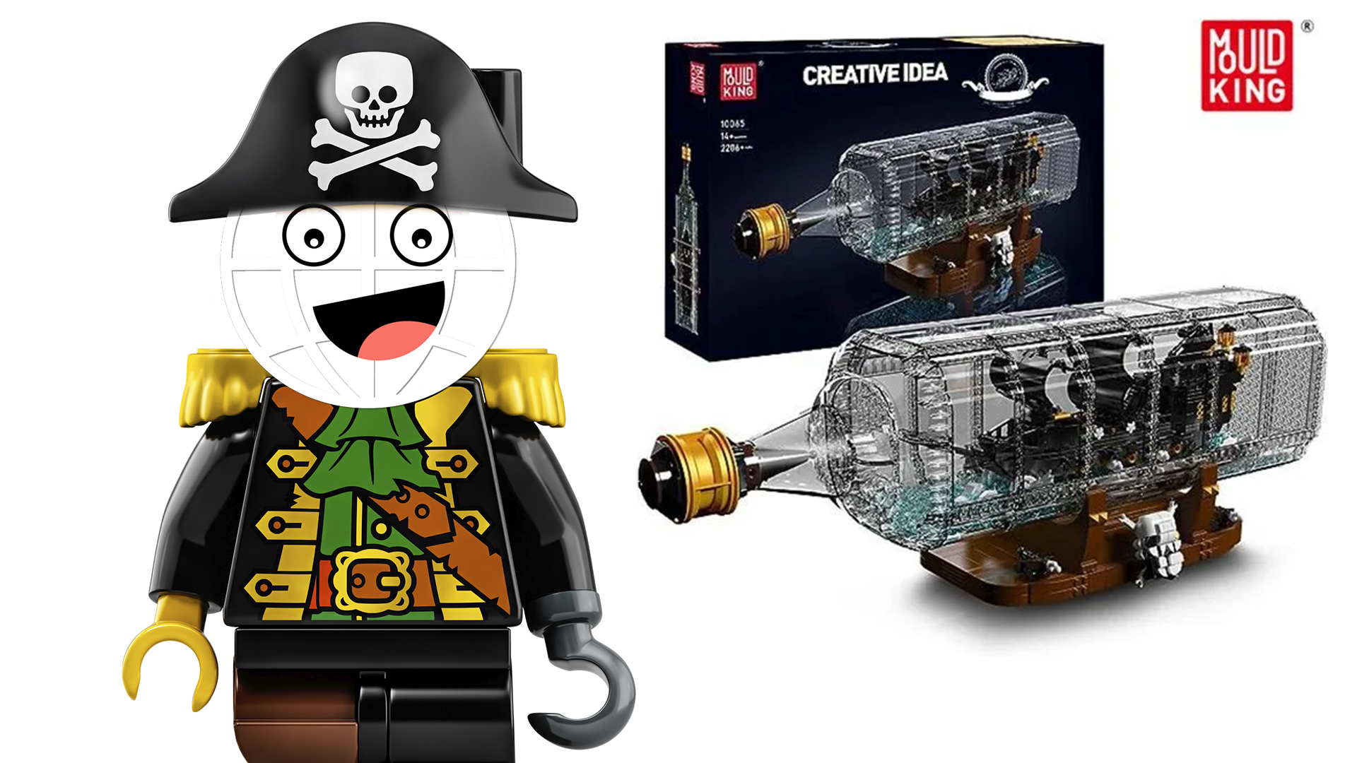 Конструктор MOULD KING 10065 послание в бутылке Строительный блок Пиратский корабль, 2206 деталей