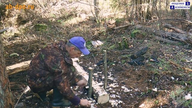 Костер _Нодья из двух бревен_